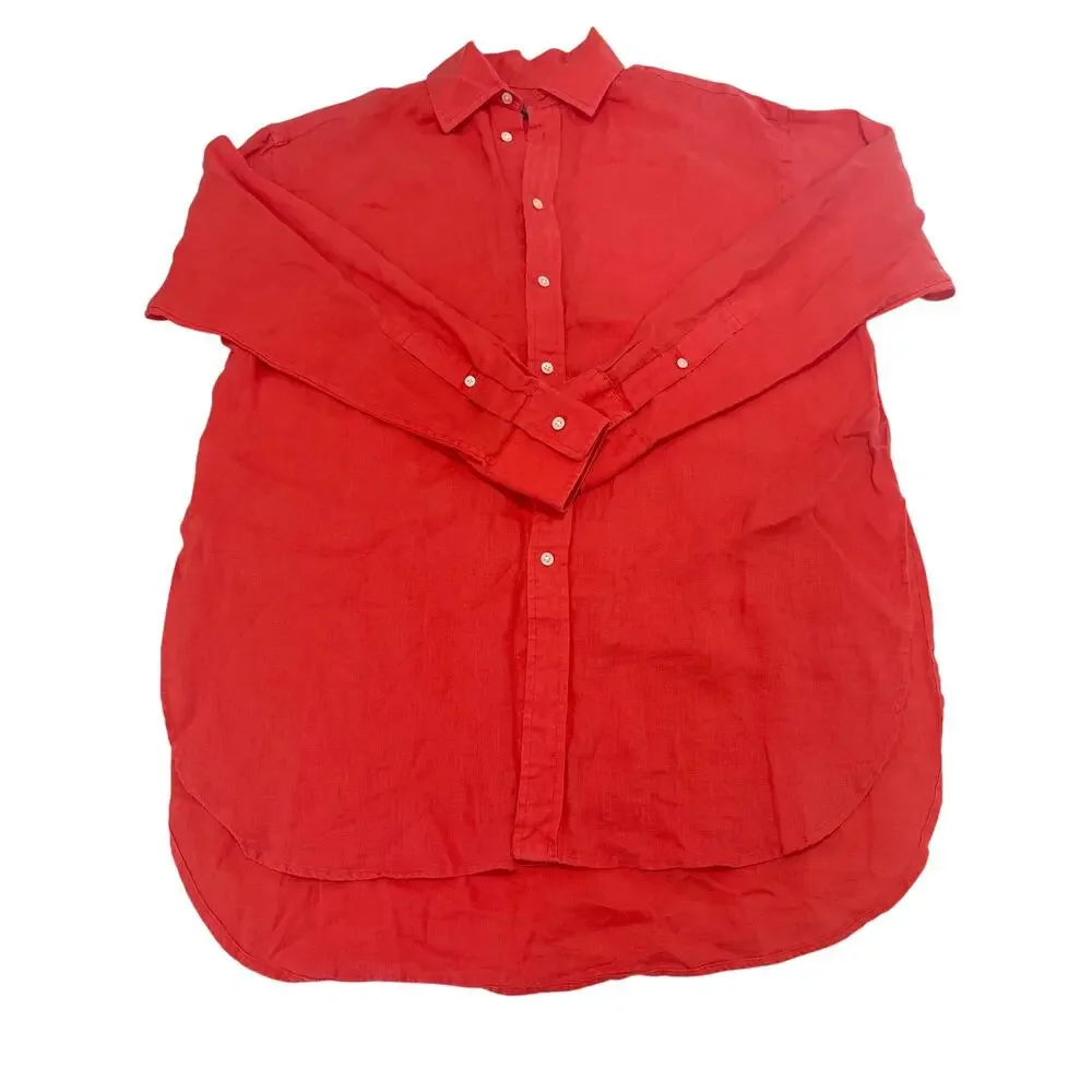 Polo Ralph Lauren | Tops | Polo Ralph Lauren Womens Sz 8 Red 0 Linen ...